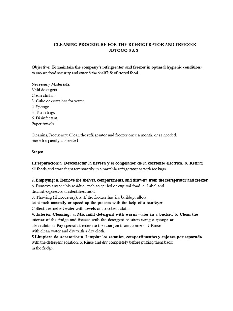 Refrigerator and Freezer Cleaning Guide | PDF | Refrigerator