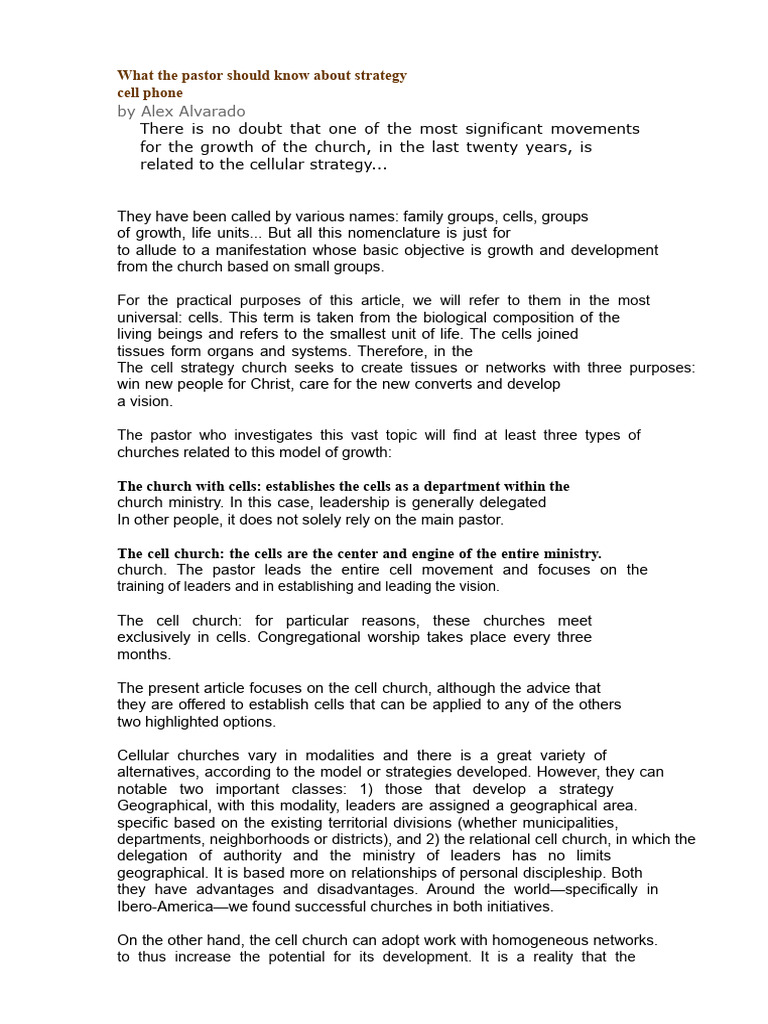 What The Pastor Must Know About The Cell Strategy | PDF