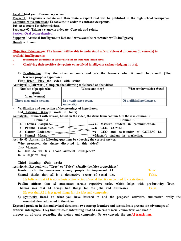 Listening Comprehension 3rd Grade | PDF | Artificial Intelligence | Intelligence (AI) & Semantics