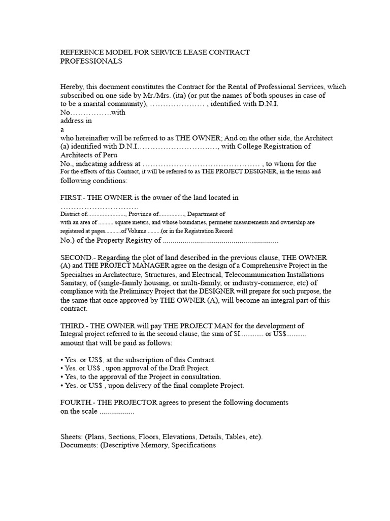 Service Lease Contract for Architects | PDF | Specification (Technical ...