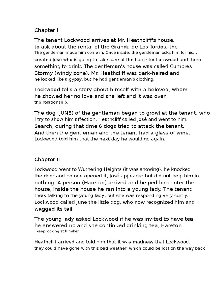 Summary of Wuthering Heights | PDF | Wuthering Heights | Heathcliff ...