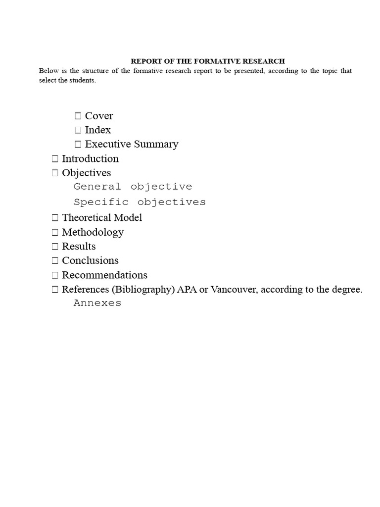 Formative Research Report Structure | PDF | Methodology | Science