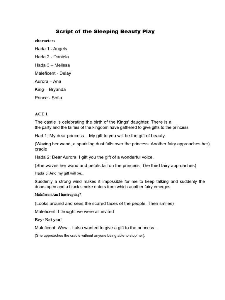 Script of The Play Sleeping Beauty | PDF | Sleeping Beauty | Fairies