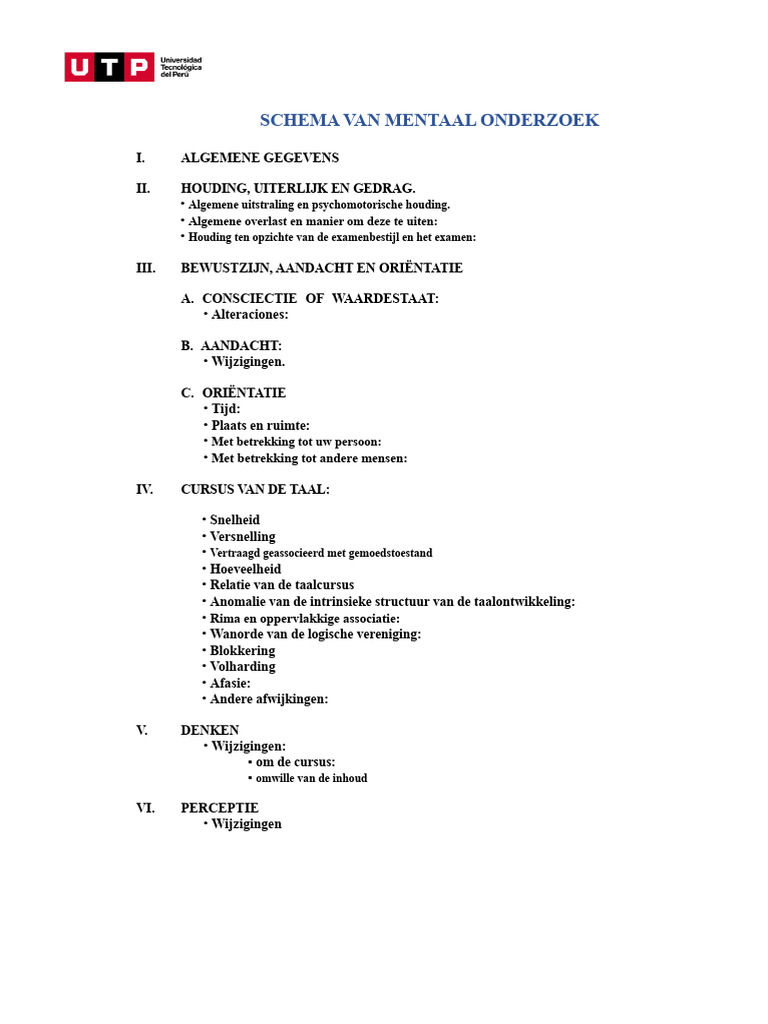 Schema Van Mentaal Onderzoek | PDF