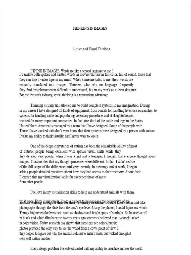 Thinking in Pictures: Temple Grandin | PDF | Thought | Mental Image