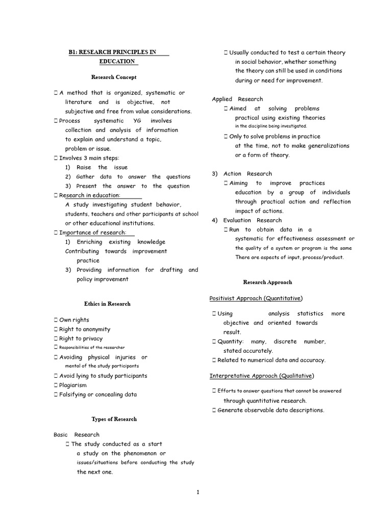Brief Notes On Basic Research | PDF | Statistics | Methodology