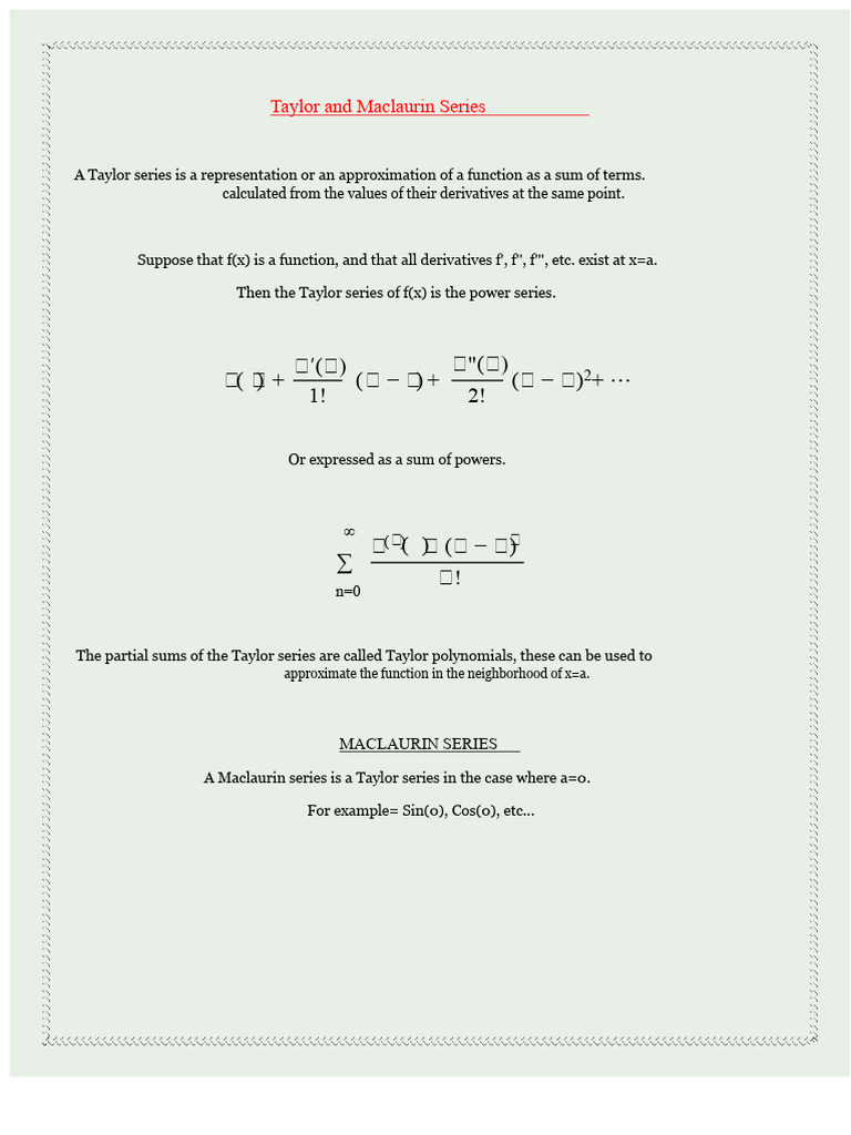 Taylor and Maclaurin Series EXAMPLES | PDF | Numerical Analysis ...