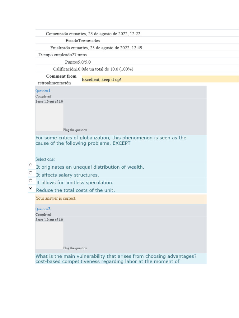 Exam 1 Global Markets Utel | PDF | Labour Economics | Globalization
