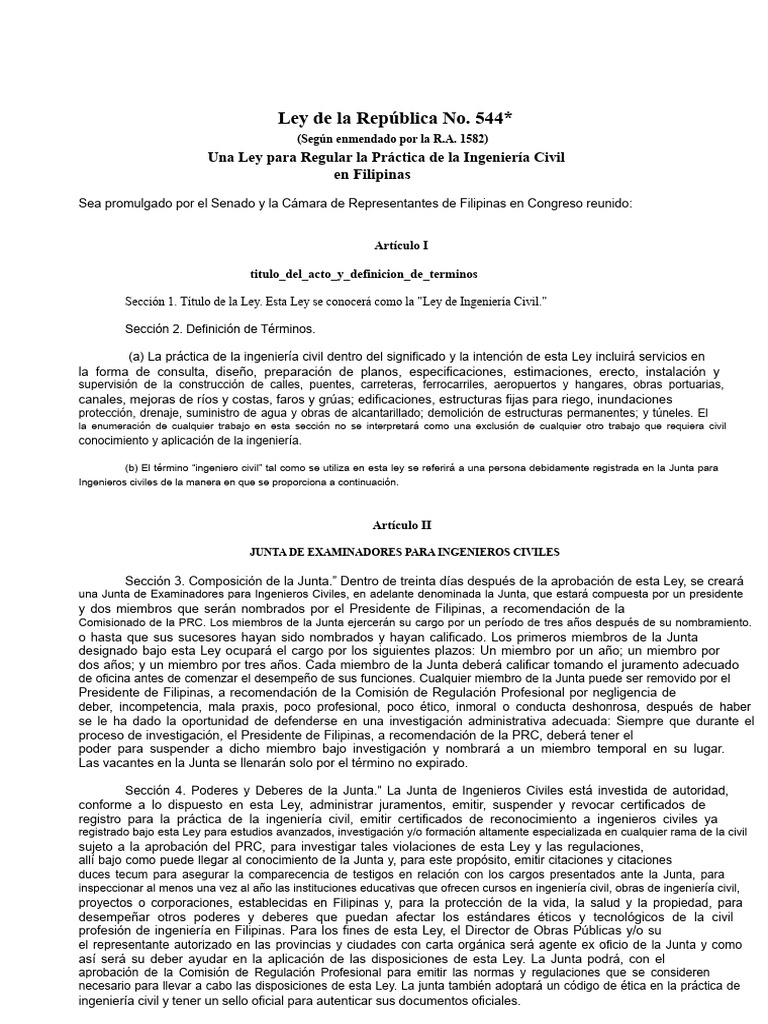 Ley de Ingeniería Civil RA 544 | PDF | Ingeniero civil | Ingeniería