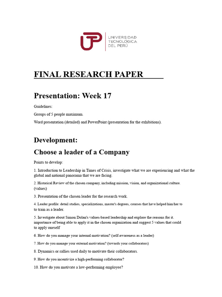 Final Research Paper On Leadership and Team Formation | PDF