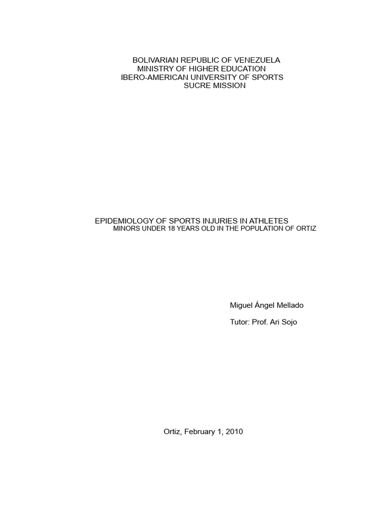 Sports Injury Epidemiology in Ortiz Minors | PDF | Knee ...
