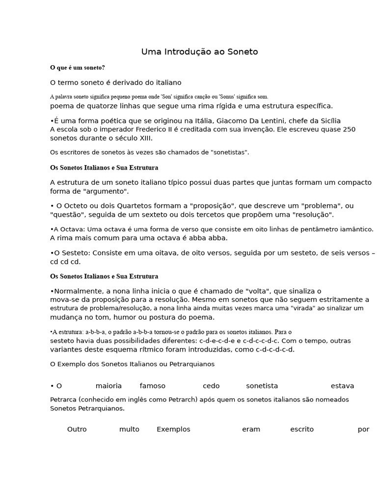 Uma Introdução ao Soneto | PDF | Sonetos | William Shakespeare