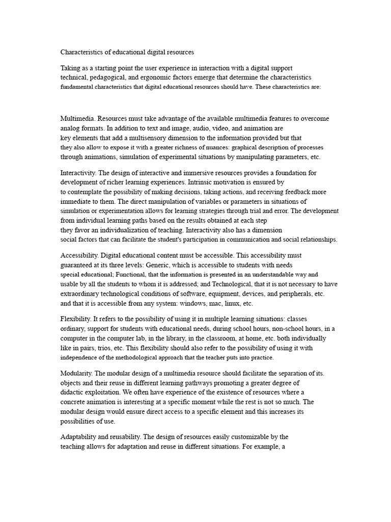 Key Features of Digital Educational Resources | PDF | Multimedia ...