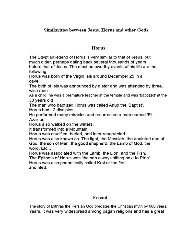 Similarities Between Jesus, Horus, and Other Gods | PDF | Jesus | Horus