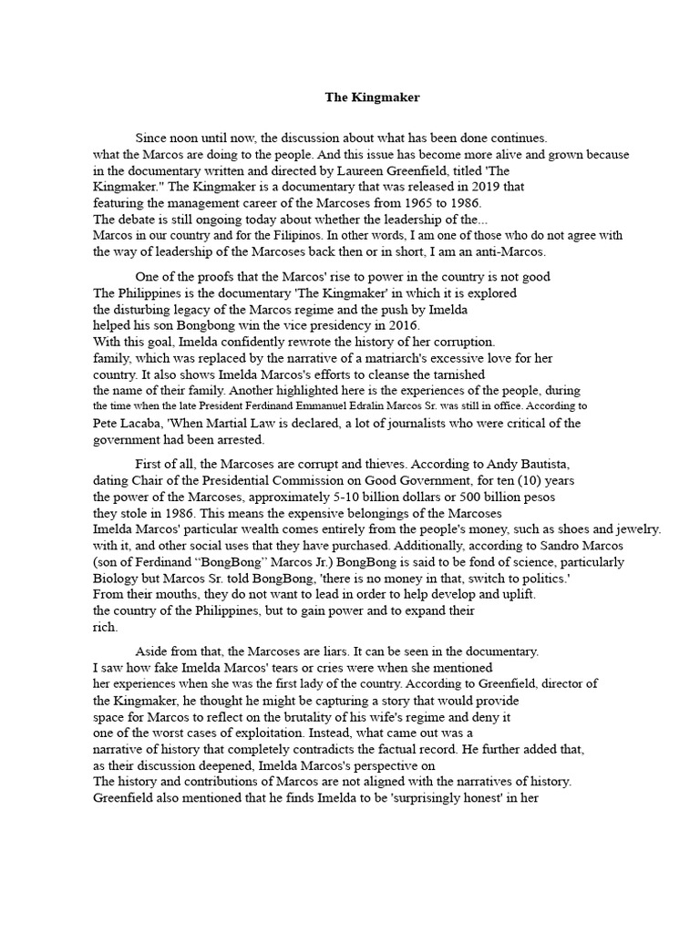 The Kingmaker | PDF | Philippines