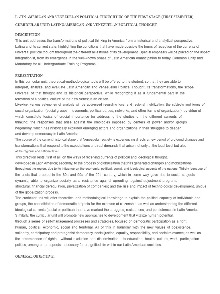 Latin American Political Thought Course | PDF | Political Philosophy ...