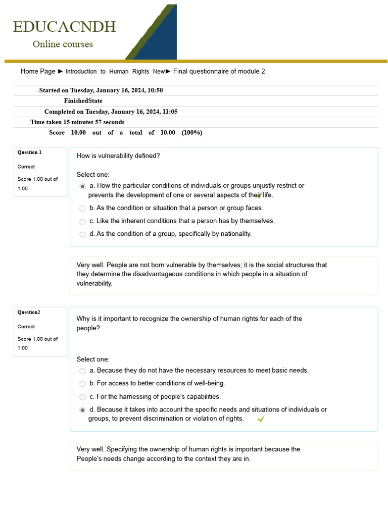 Human Rights Course Final Questionnaire | PDF | Discrimination | Human ...