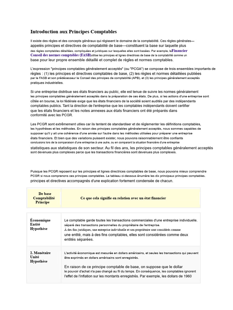 Principes Comptables Essentiels Expliqués | PDF | Comptabilité | Bilan ...