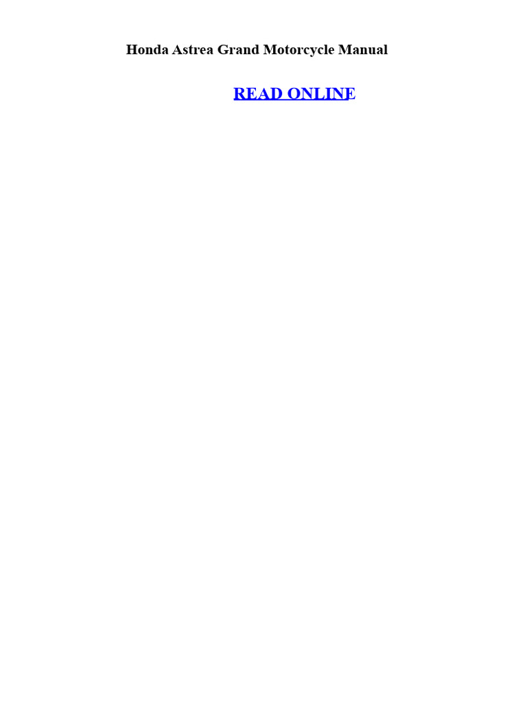 Honda Astrea Grand Motorcycle Manual | PDF | Honda | Motorcycle