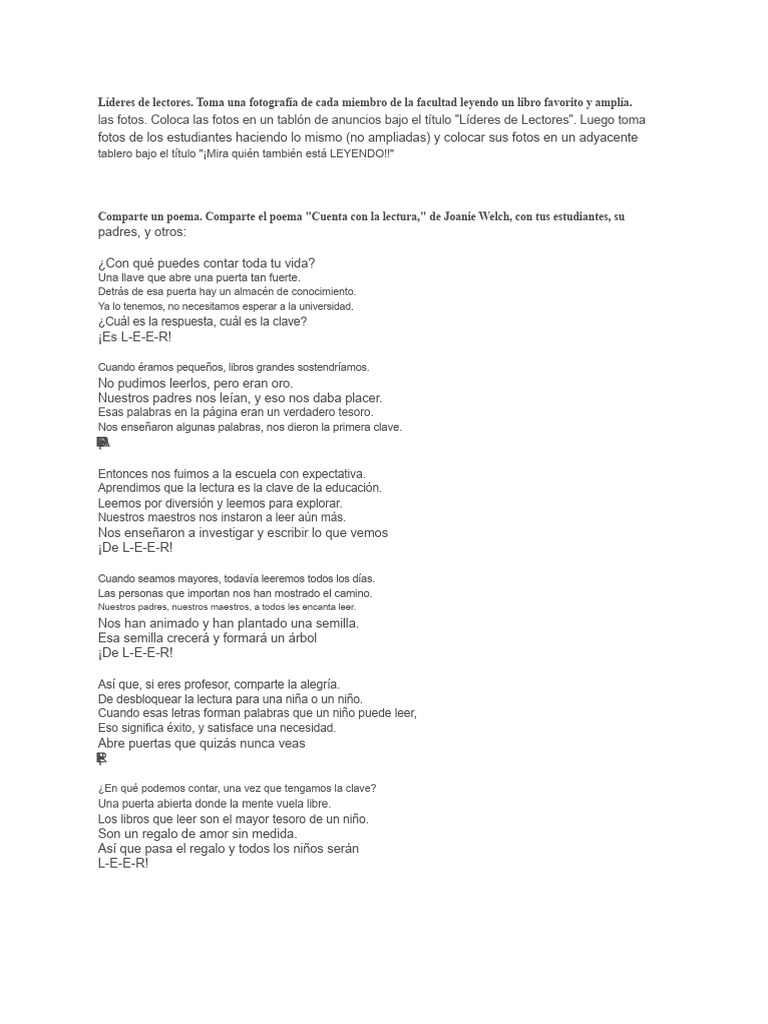 Actividades para Fomentar la Lectura | PDF