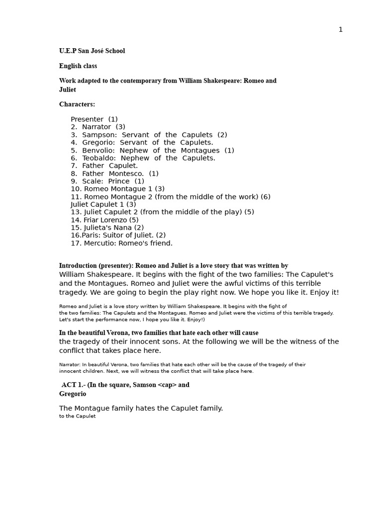 Romeo and Juliet English Play | PDF | Characters In Romeo And Juliet