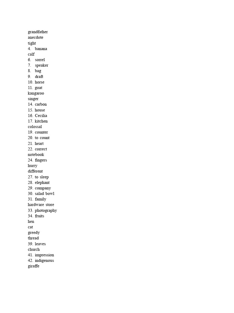 100 Words in Alphabetical Order | PDF