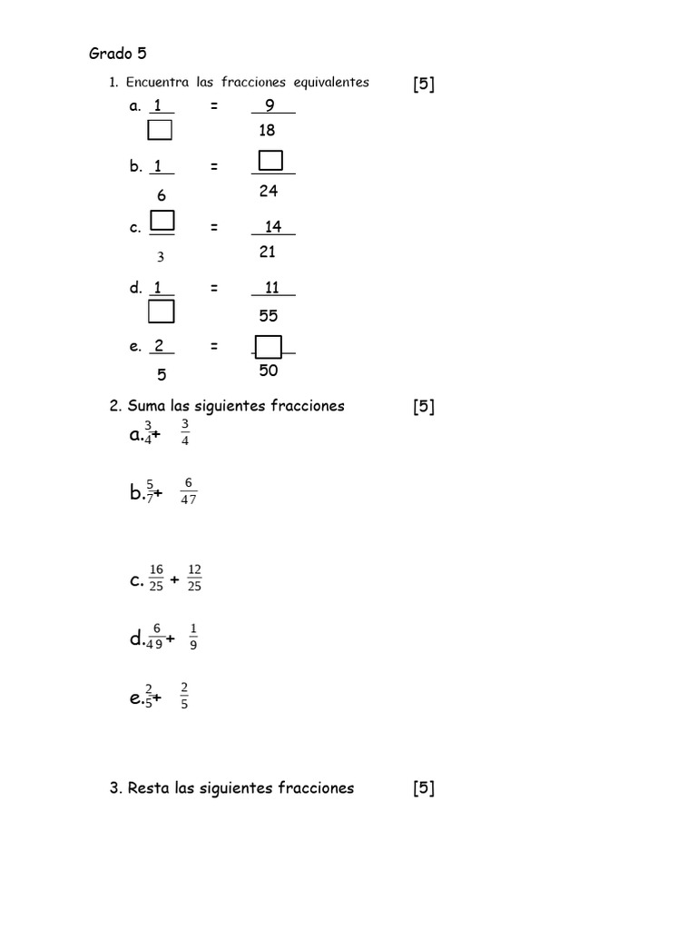 Examen de Matemáticas de 5to Grado | PDF | Matemáticas