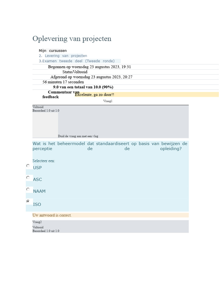Inlevering Van Projecten Examen Tweede Deel Tweede Kans | PDF