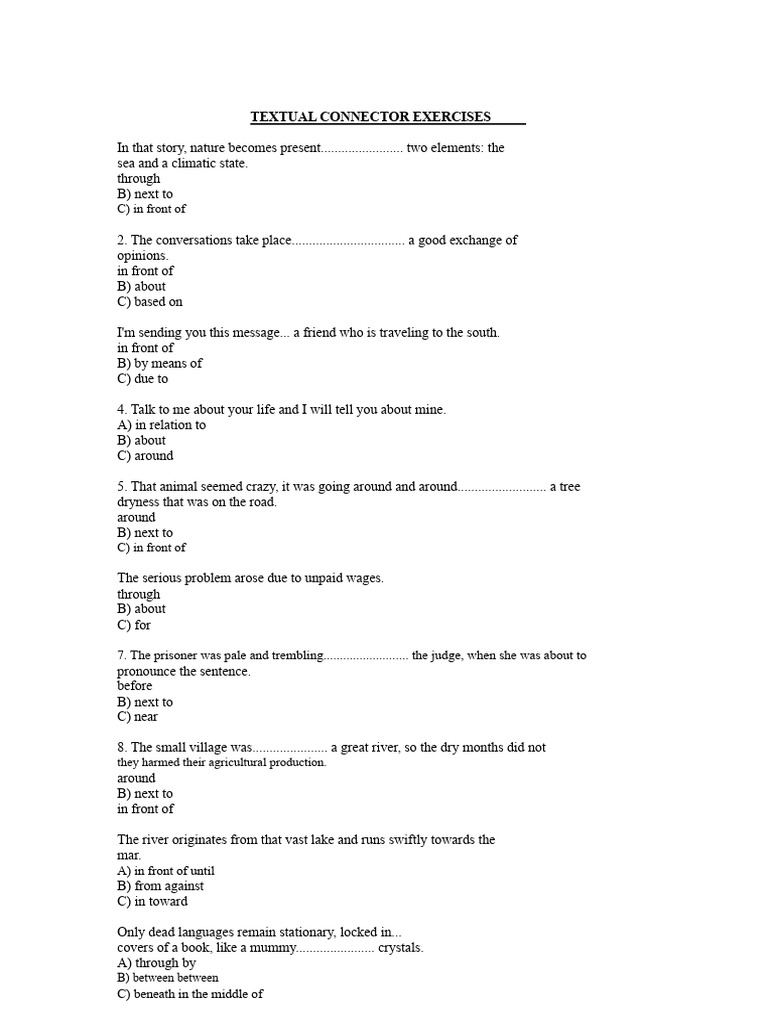 Textual Connectors Exercises | PDF