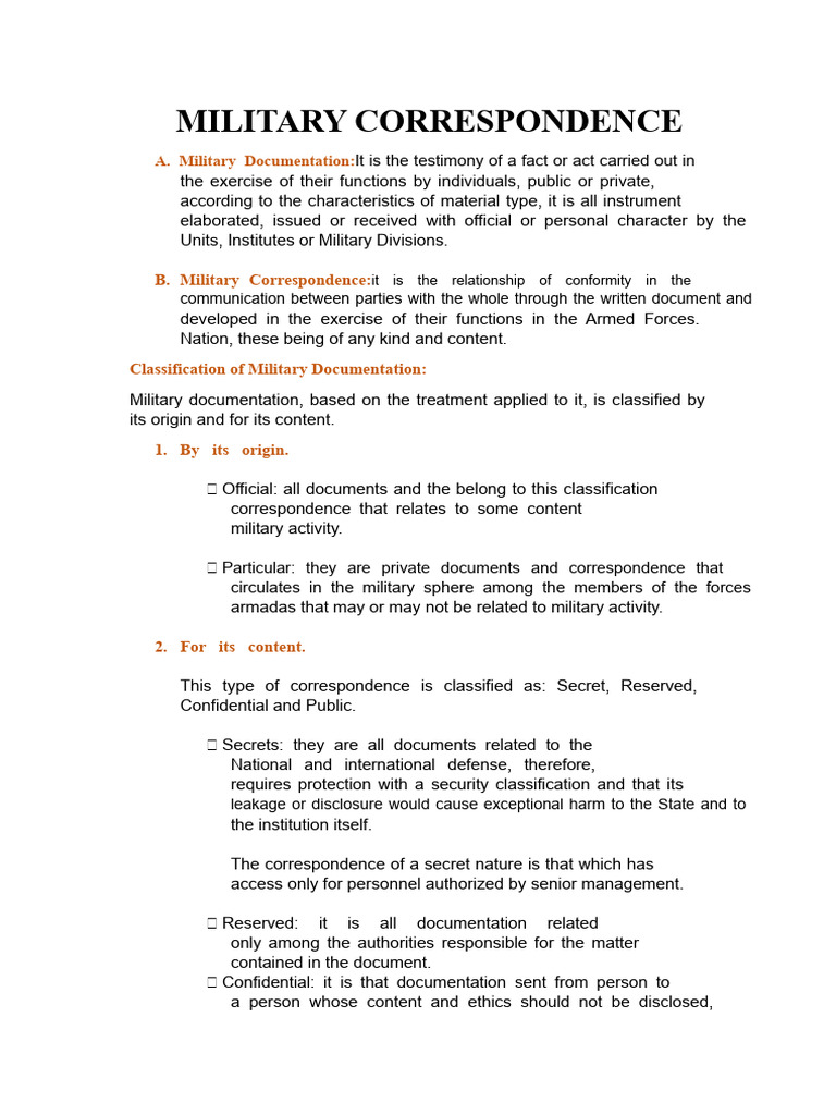 Military Correspondence | PDF | Classified Information