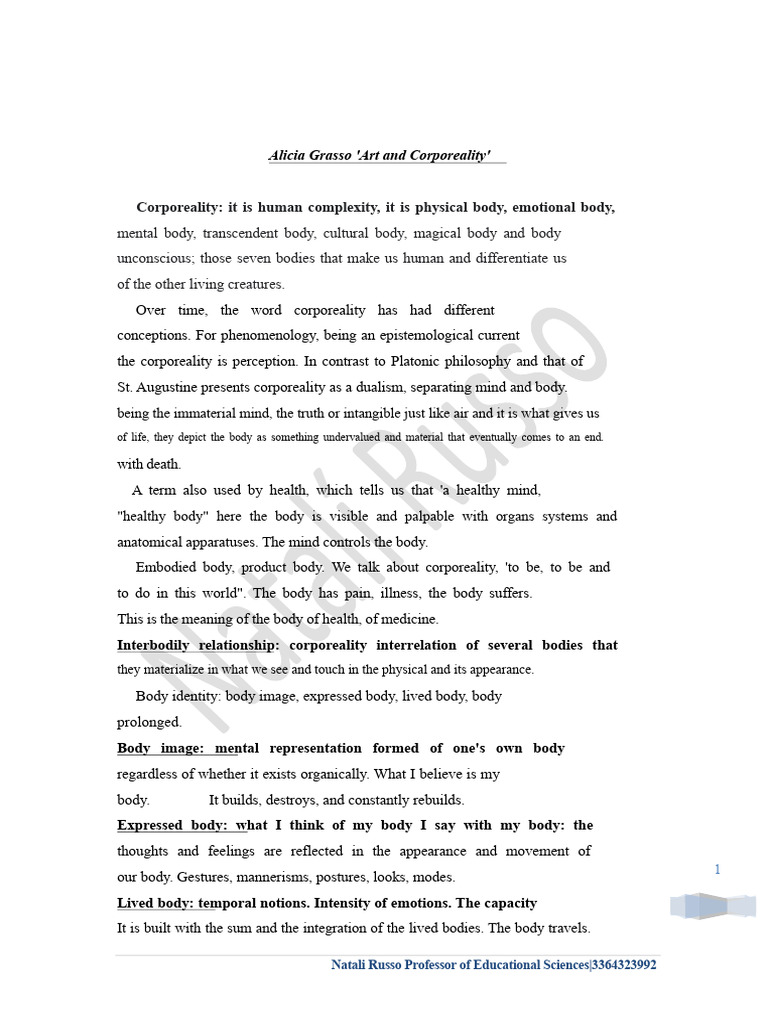 Understanding Corporeality in Art | PDF | Mind | Thought