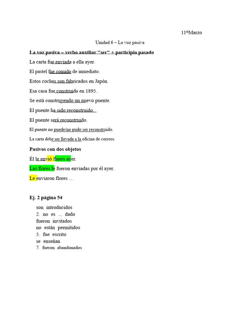 Unidad 6 - La Voz Pasiva | PDF