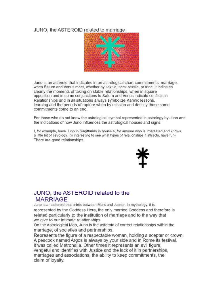 JUNO, The ASTEROID Related To Marriage | PDF