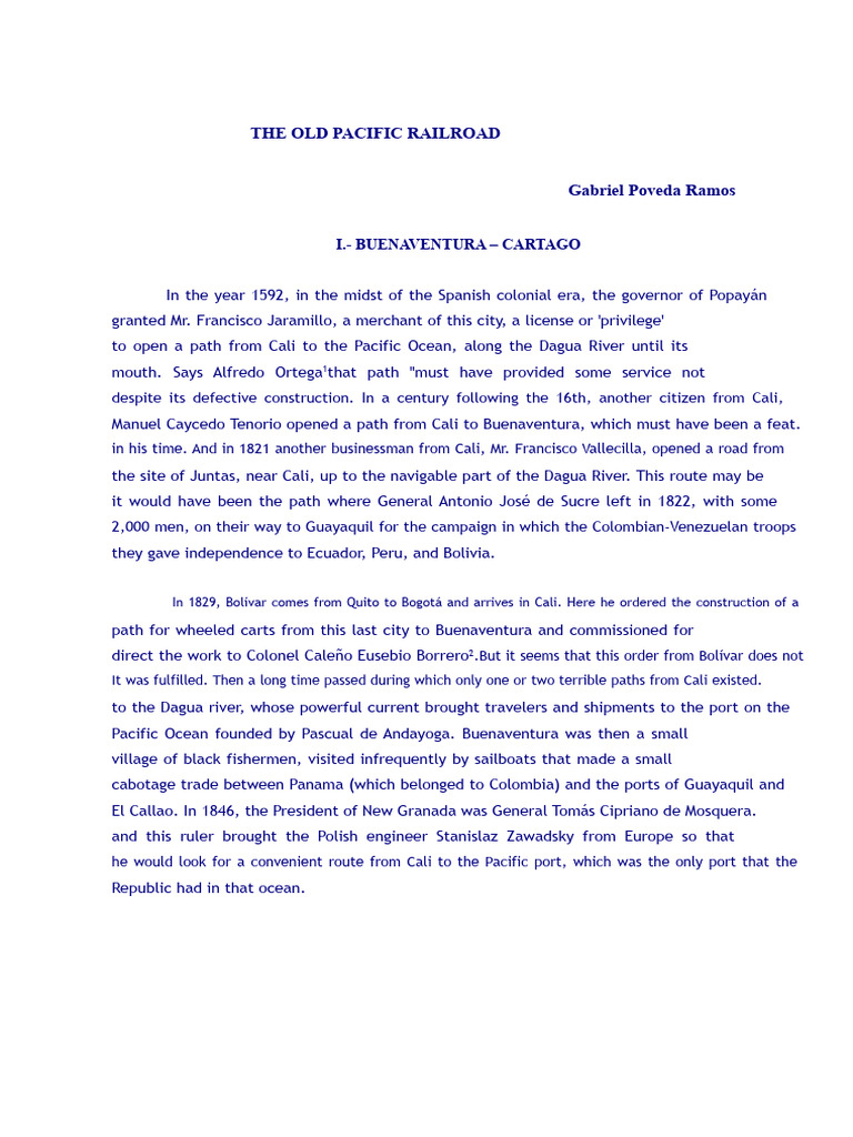 The Old Pacific Railway | PDF | Colombia