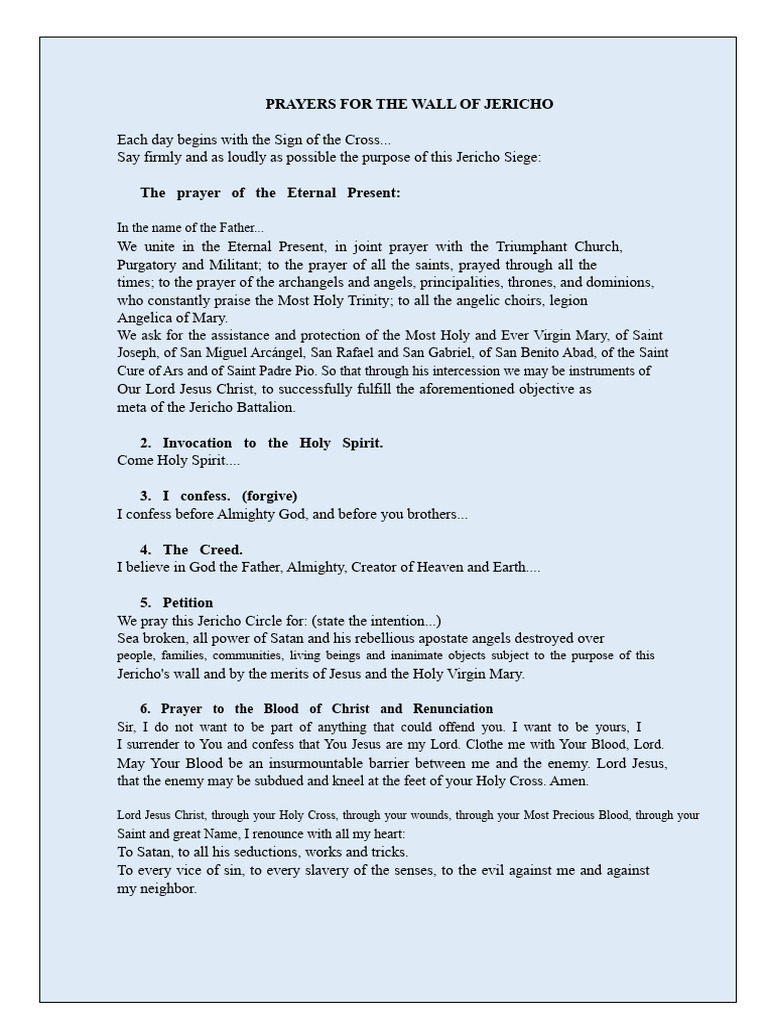 Sentences for the Jericho Wall | PDF | Prayer | Jesus