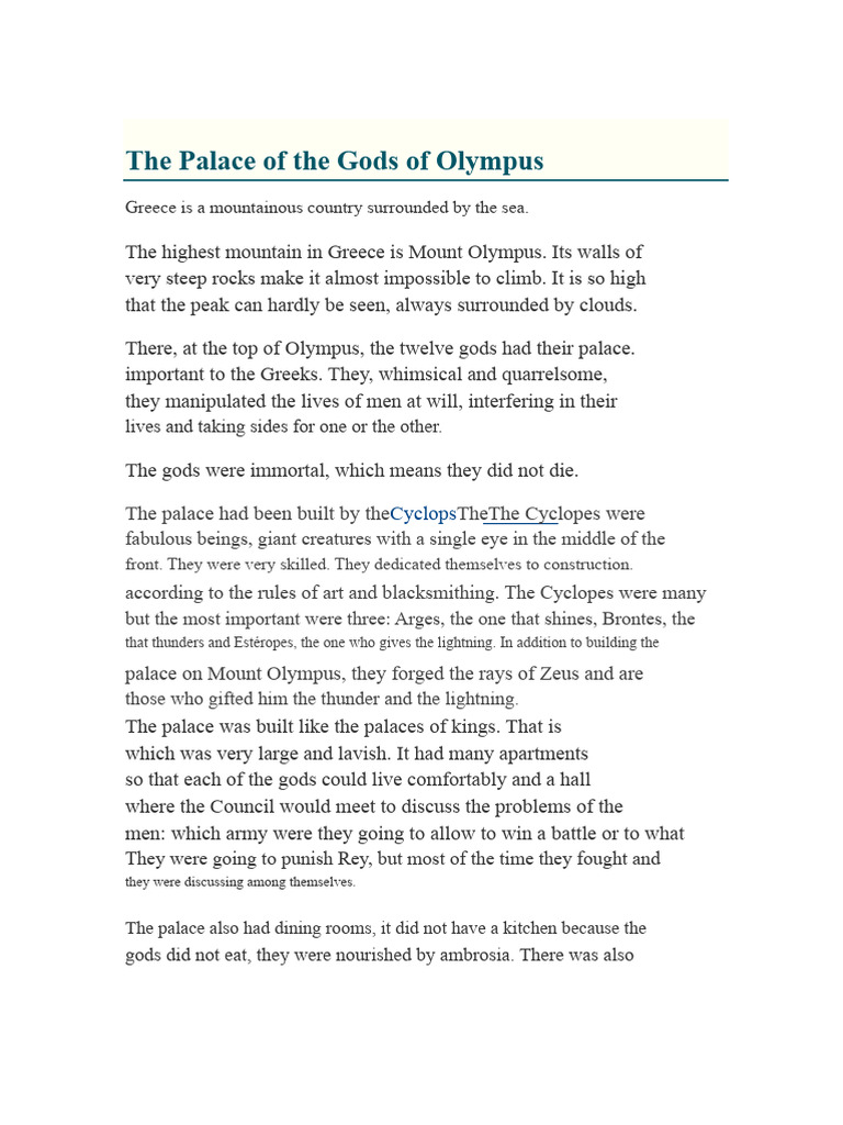 The Palace of Olympus: Home of the Gods | PDF | Zeus | Hera