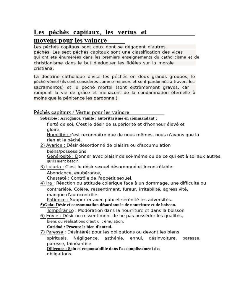 Vertus contre les péchés capitaux | PDF | Chasteté | Péché