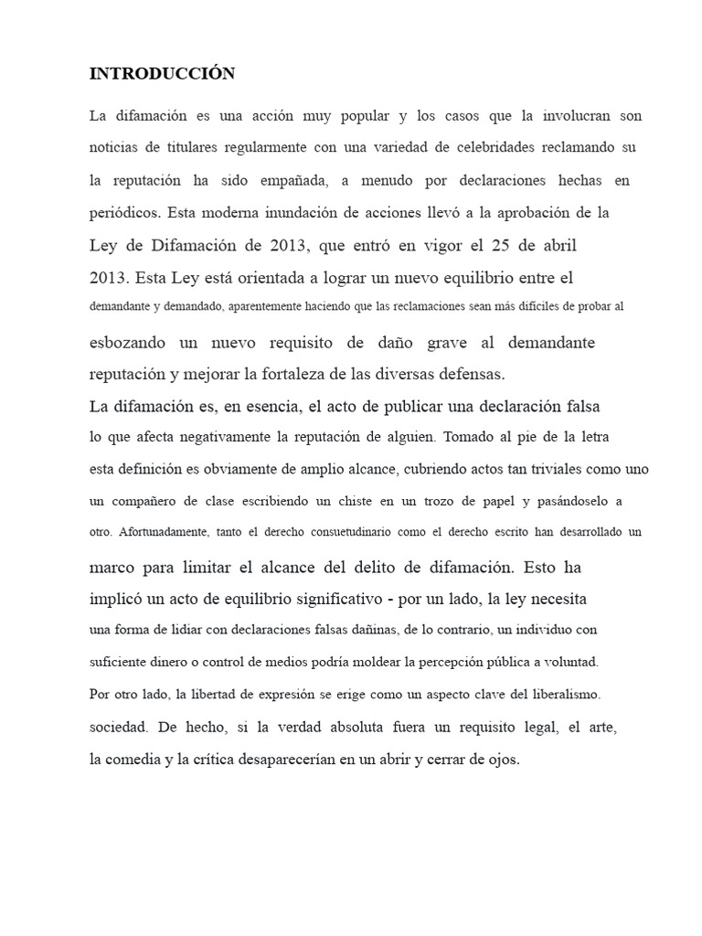 Ley de Difamación: Conceptos Clave | PDF | Libertad de expresión | Verdad