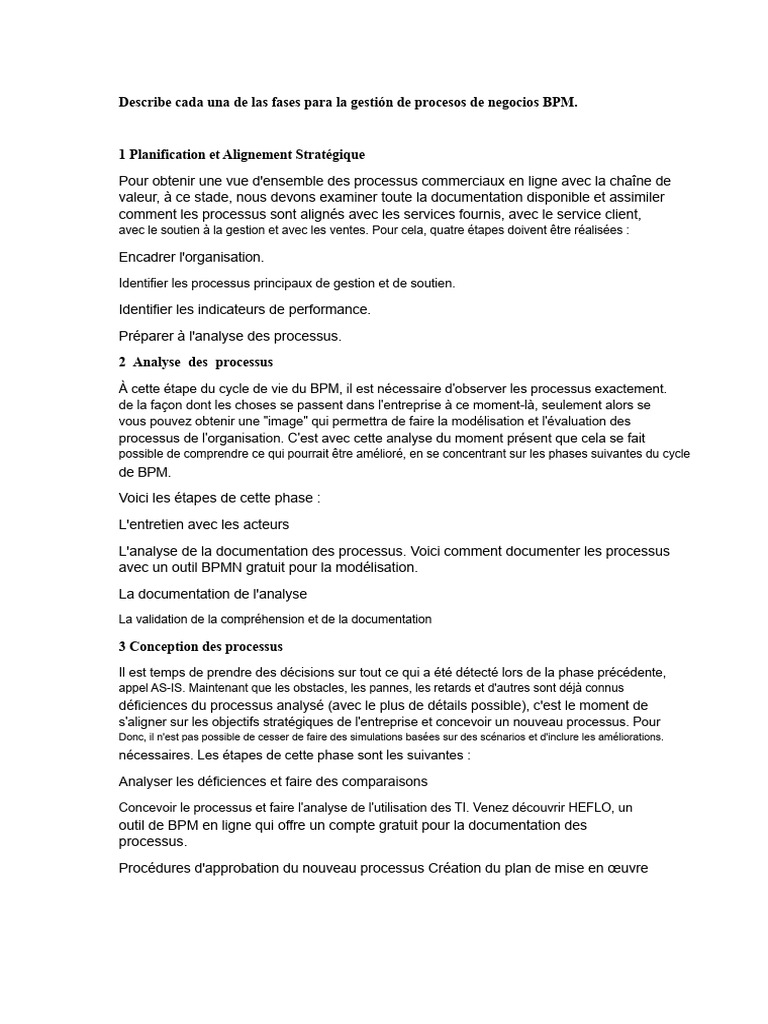 Phases de gestion des processus BPM | PDF | Processus d'affaires ...