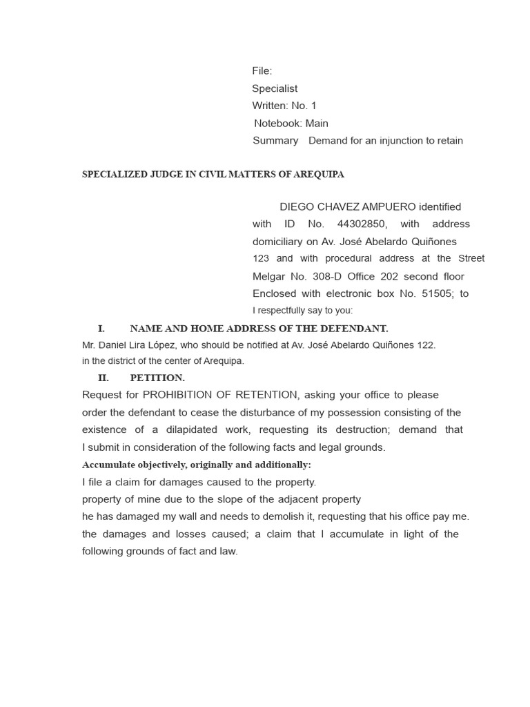 Ioam - Written Demand For Injunction To Retain | PDF | Injunction | Damages