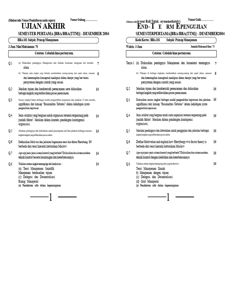 Soal Ujian Bba | PDF