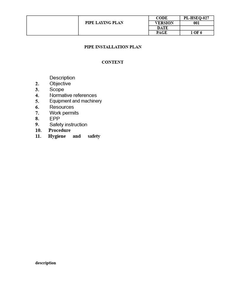 Pipe Installation Safety Plan | PDF | Crane (Machine) | Safety
