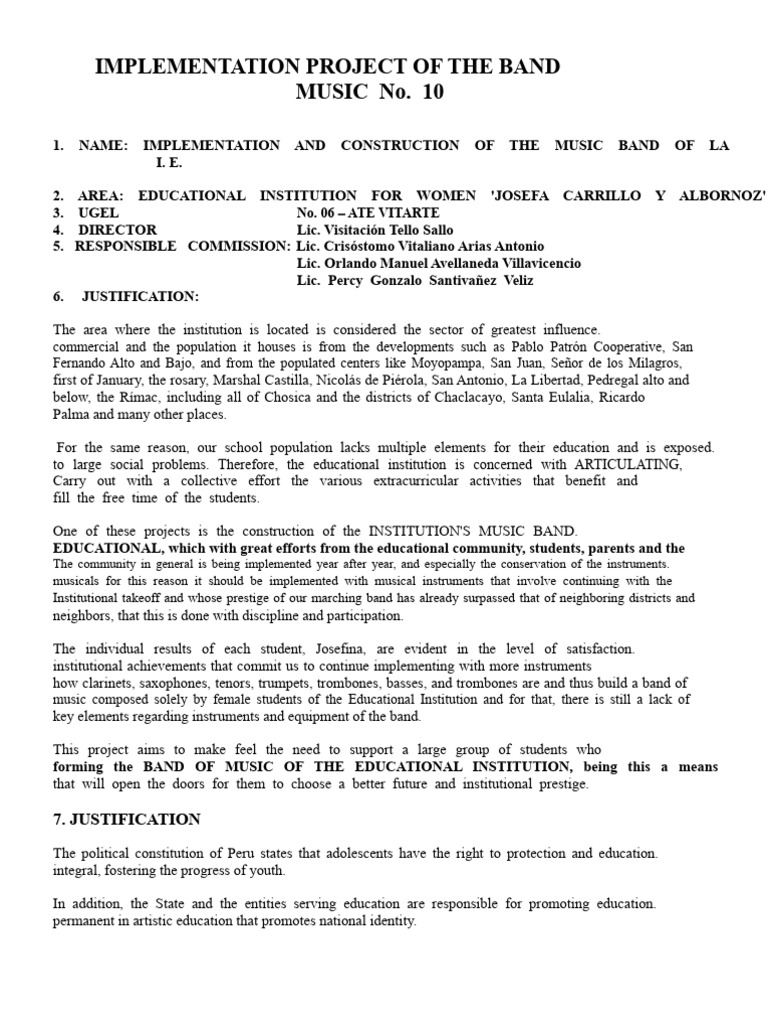 Music Band Construction Project - 1 | PDF | Trombone | Teachers