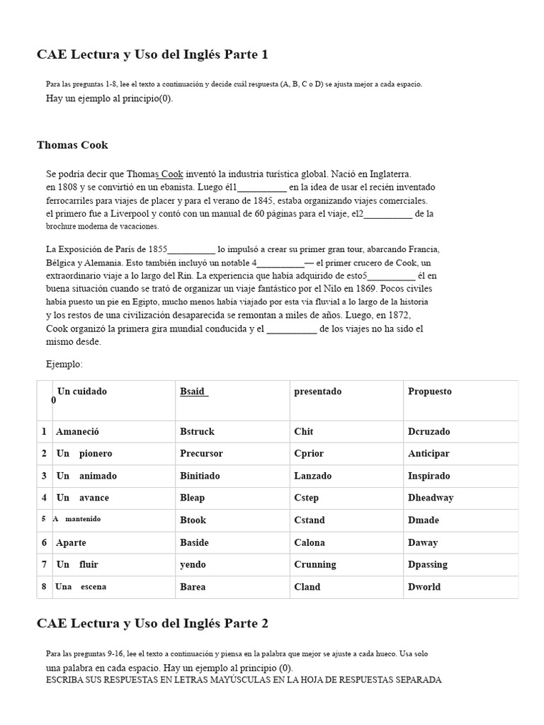 CAE Lectura y Uso Del Inglés Prueba de Práctica 3 Imprimible - EngExam - Info | PDF