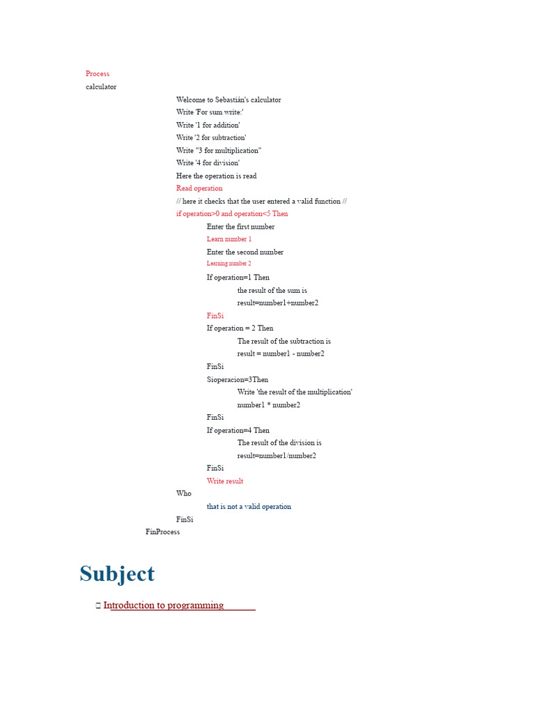 Calculator Algorithm | PDF | Computer Program | Programming
