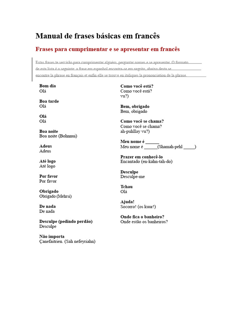 61097856 Manual de Frases Básicas em Francês | PDF | Cor | Percepção visual