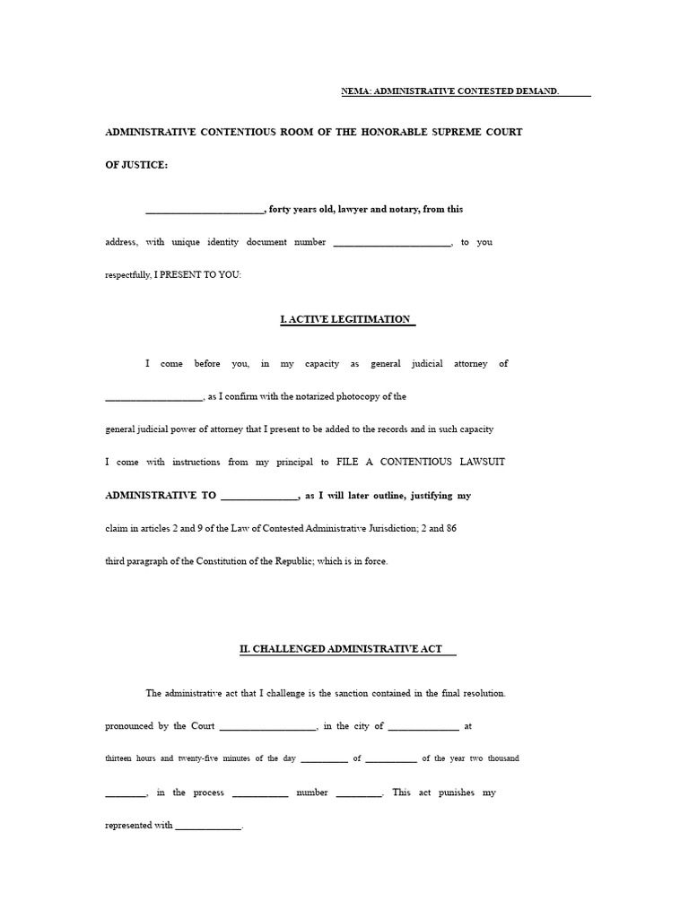 Model of Administrative Litigation Claim | PDF | Rule Of Law | Notary ...