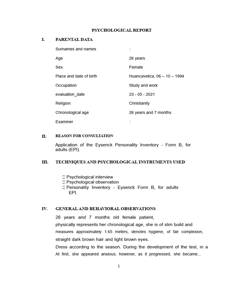 Psychological Assessment of Sanguine Personality | PDF | Extraversion ...