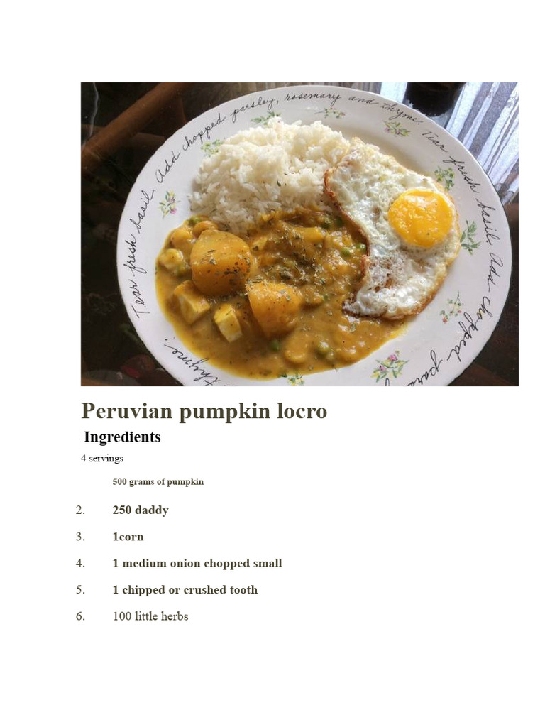 RECIPE For Peruvian Pumpkin Locro | PDF