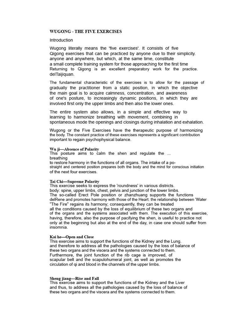 Understanding Wugong: The Five Exercises | PDF | Qigong | Chinese ...